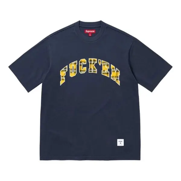 Supreme Ss26 Fuck Em Plaid S/s T-shirt - Navy