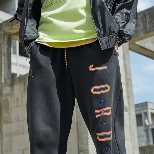 JORDAN Logo Printing Fleece Lined Stay Warm Drawstring Bundle Feet Sports Pants/trousers/joggers Black - Default Color