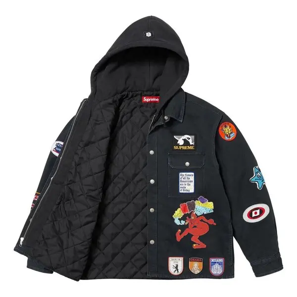 Supreme Patches Hooded Zip Up Shirt