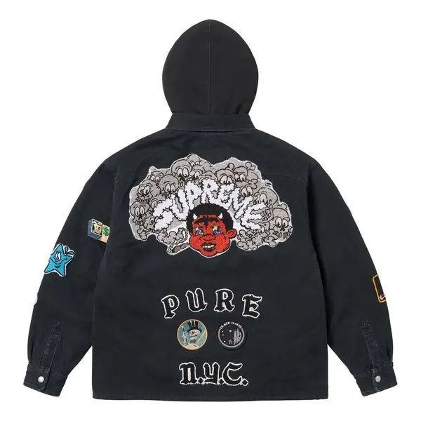 Supreme Patches Hooded Zip Up Shirt