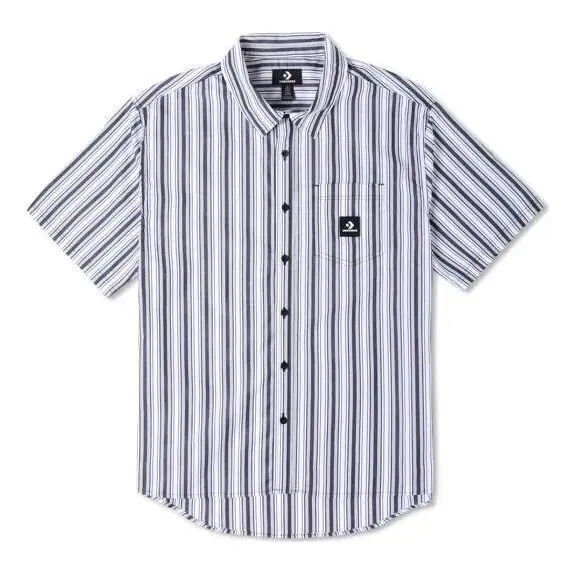 CONVERSE Striped Short Sleeve Button Down Asia Sizing