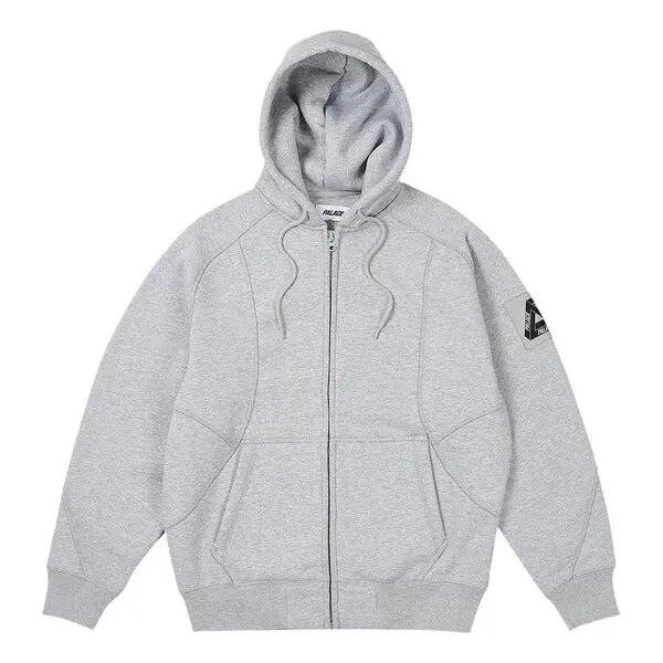 PALACE Bonded Sherpa Zip Hoody Jacket - Grey Marl