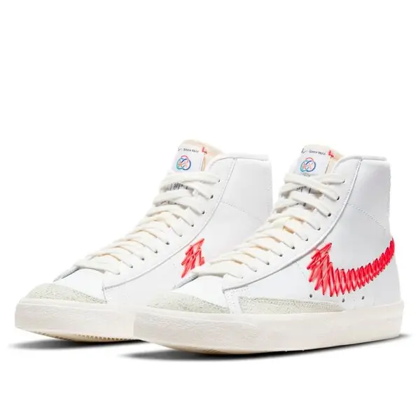 Nike Blazer Mid '77 Double Zig Zag-stitched Swoosh Sneakers - White/red