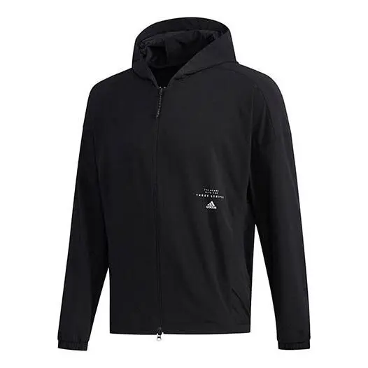 Adidas Hooded Zip-up Jacket With Sporty Stripes - Black