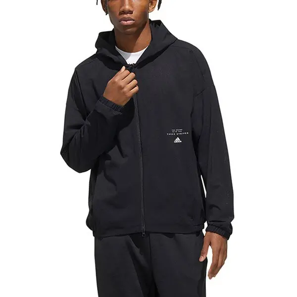 Adidas Hooded Zip-up Jacket With Sporty Stripes