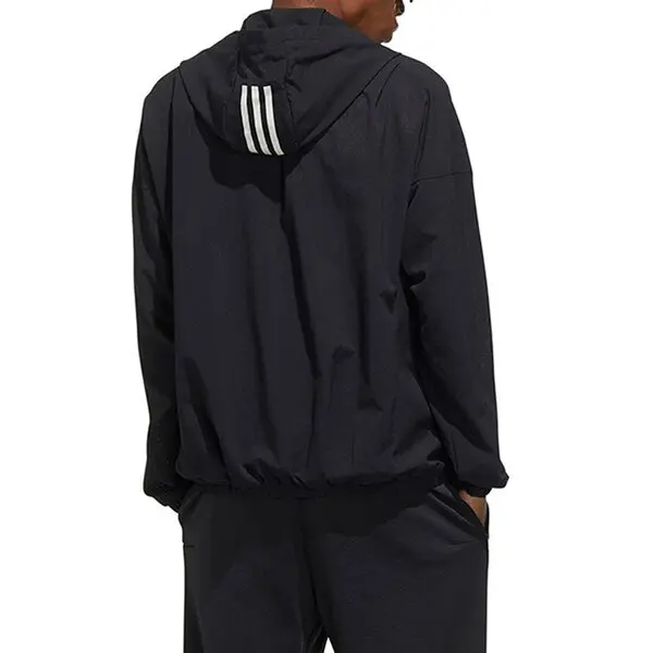 Adidas Hooded Zip-up Jacket With Sporty Stripes