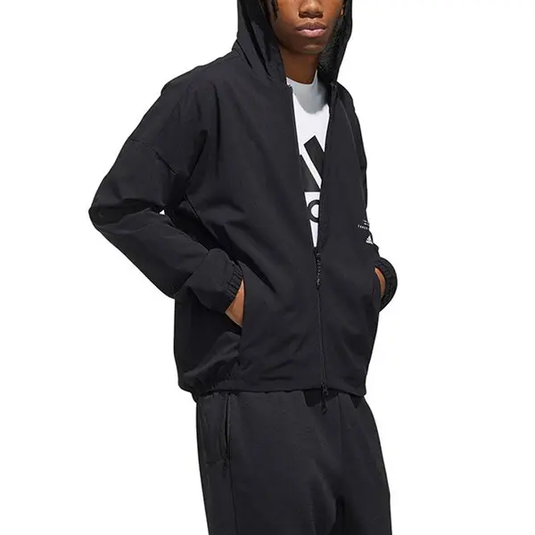 Adidas Hooded Zip-up Jacket With Sporty Stripes