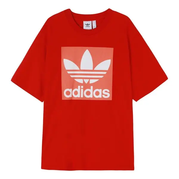 Adidas Originals Oversized Tee Round Neck Short Sleeve - Red