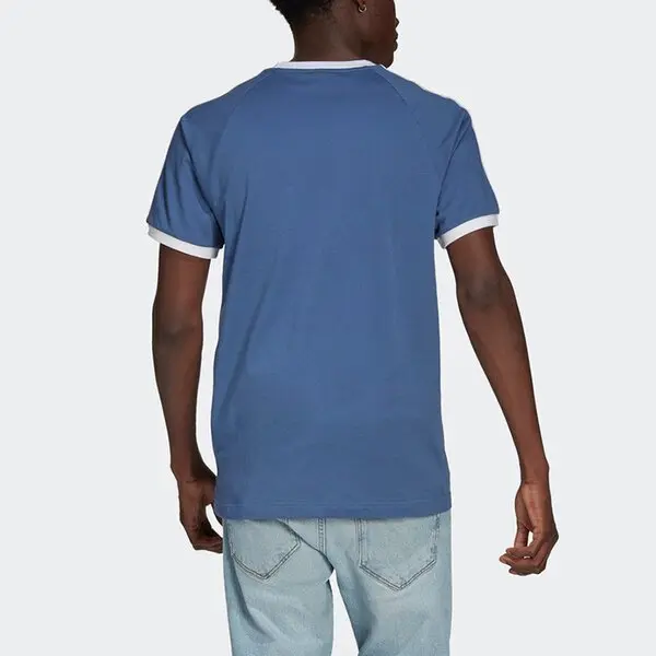 Adidas Originals 3-stripes Logo Printed Sports Short Sleeve - Blue