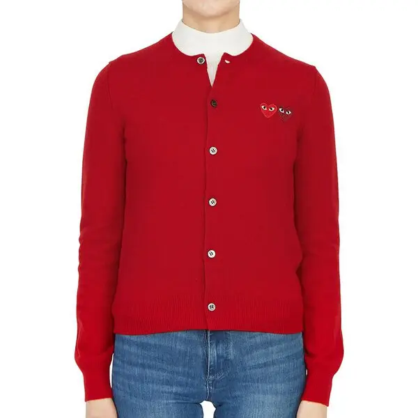 Play Comme Des Garcon Double Emblem Cardigan