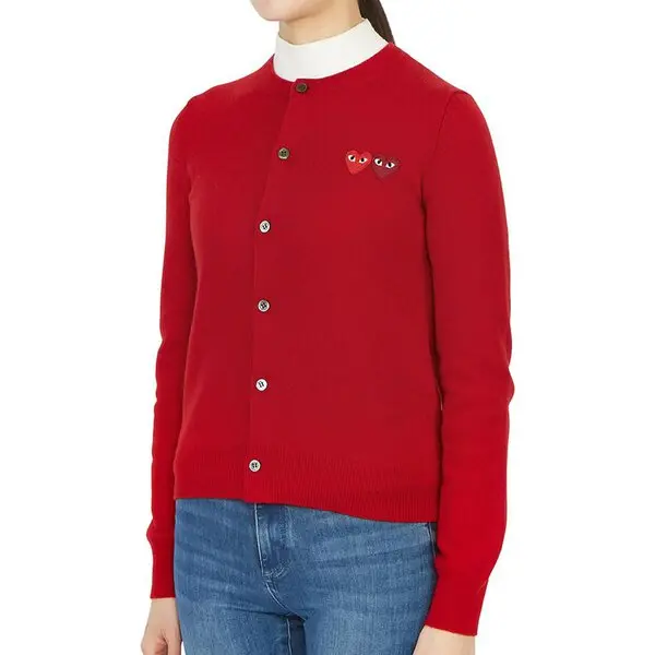 Play Comme Des Garcon Double Emblem Cardigan