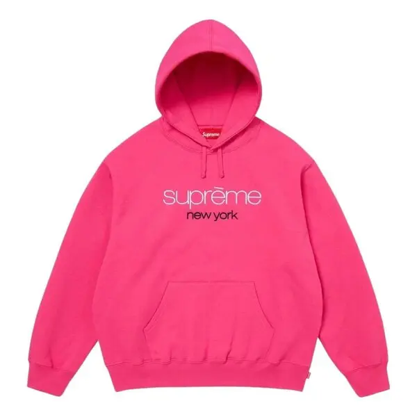 Supreme Classic Logo Hooded Sweatshirt - Bright Fuchsia