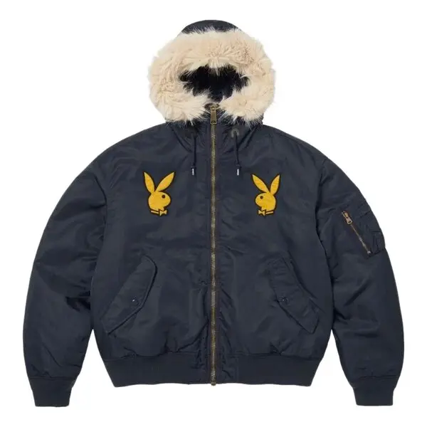Supreme X Playboy Hooded Ma-1 Bomber Jacket - Navy