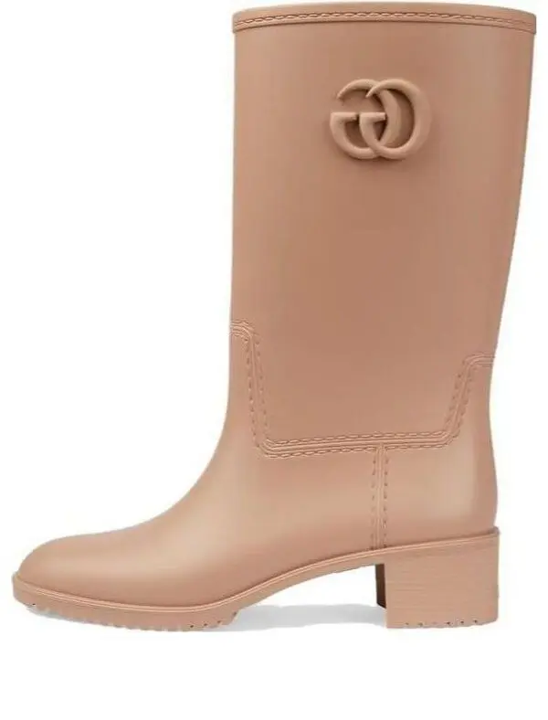 Gucci Double G Rubber Boots - Tan