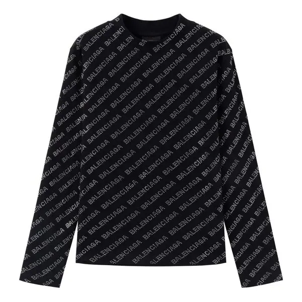 Balenciaga Allover Logo Knit Sweater - Black