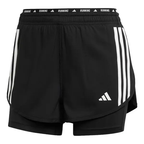 Adidas Own The Run 3-stripes 2-in-1 Shorts - Black
