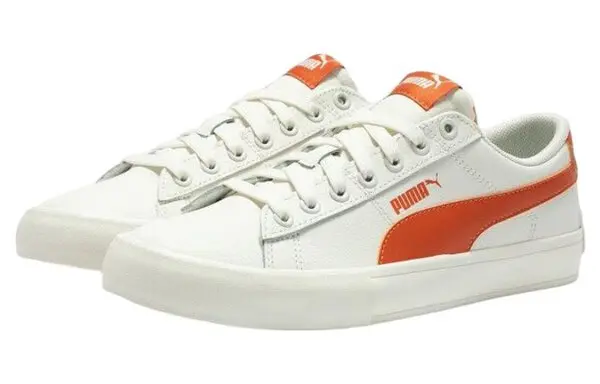 PUMA Bari Casual Lace Up Sneakers - White/orange