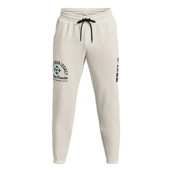 Under Armour Project Rock Heavyweight Terry Pants 'ivory Black - Ivory/black