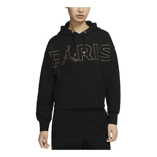 JORDAN Air Logo Printing Pullover Hoodie - Black
