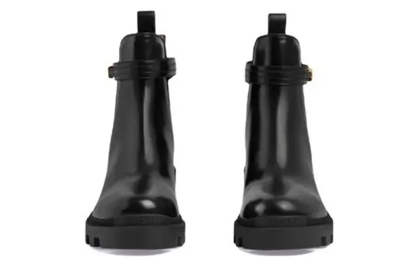 Gucci Mid-heel Leather Ankle Boots With Logo Detail