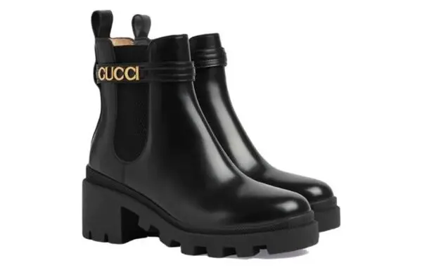 Gucci Mid-heel Boot With Logo Leather