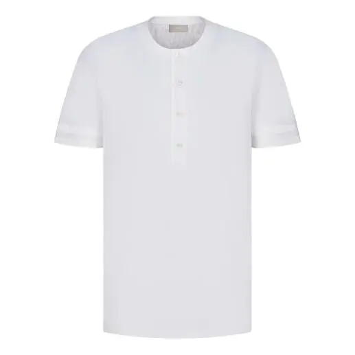 Dior Fw21 Cotton Plain Weave Knit Detail Short Sleeve T-shirt - White