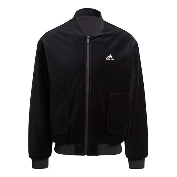 Adidas Velvet Bomber M Solid Color Sports Jacket - Black