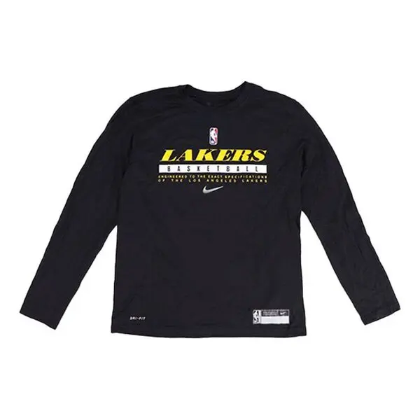 Nike Nba Alphabet Printing Basketball Sports Round Neck Long Sleeves - Black