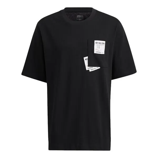 Adidas Neo Bqfd Tee 3 Splicing Pocket Loose Sports Short Sleeve - Black