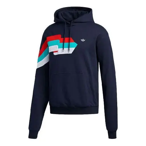 Adidas Originals Graphic Print Hooded Long Sleeve Sweatshirt - Blue