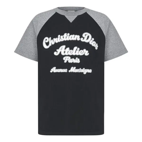 Dior Ss22 Alphabet Pattern Loose Short Sleeve T-shirt - Black