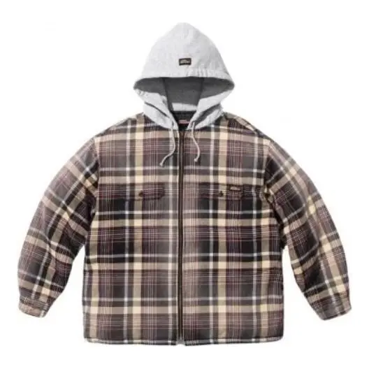 Supreme X Dickies Fw23 Week9 Plaid Hooded Zip Up Shirt - Brown