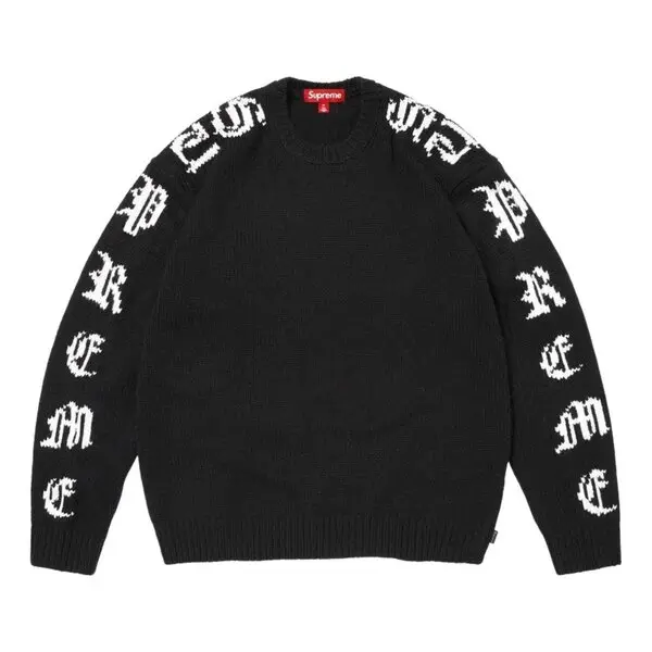 Supreme Old English Sleeves Sweater - Black