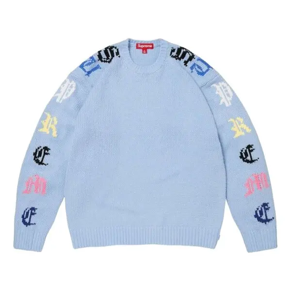 Supreme Old English Sleeves Sweater - Light Blue