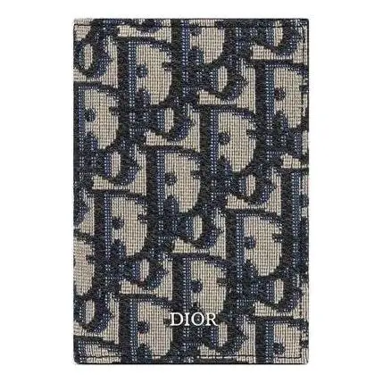 Dior Bi-fold Card Holder 'beige Black Oblique Jacquard - Beige/black/oblique Jacquard