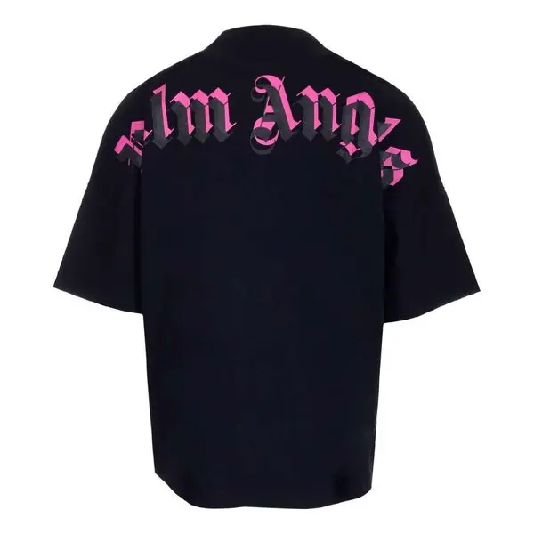 Palm Angels Doubled Logo Over Tee Fuchsia - Black