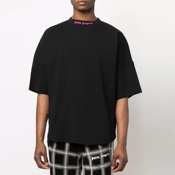 Palm Angels Doubled Logo Over Tee Fuchsia