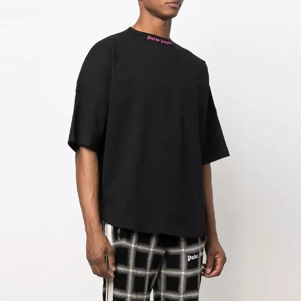 Palm Angels Doubled Logo Over Tee Fuchsia