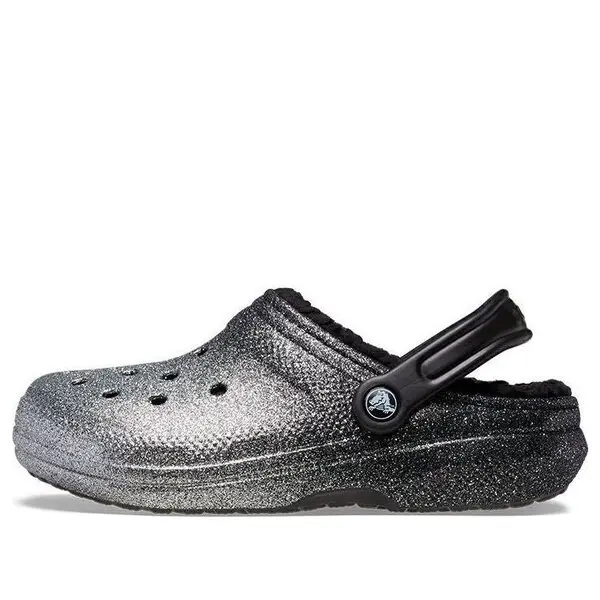 CROCS Classic Glitter Lined Clogs - Black/silver