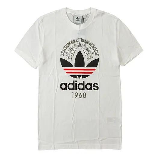 Adidas Originals Trefoil Tee Printing Casual Sports Short Sleeve - White