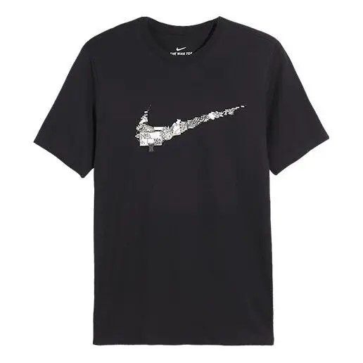 Nike Logo Print Basketball Sportsshort Sleeve - Black