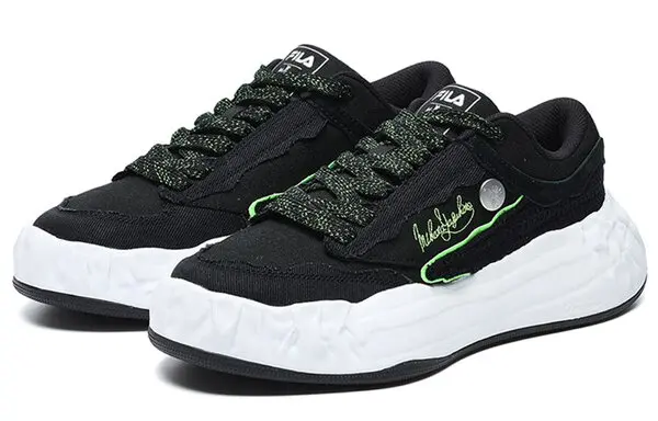 FILA X Mihara Canvas Sneakers - Black/white/green