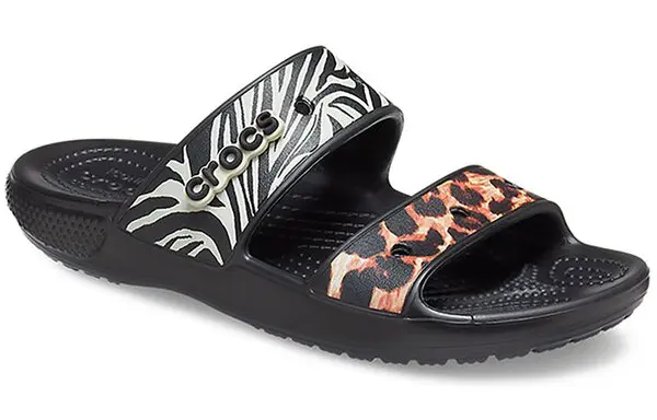CROCS Classic Two-strap Slides With Animal Print Detailing