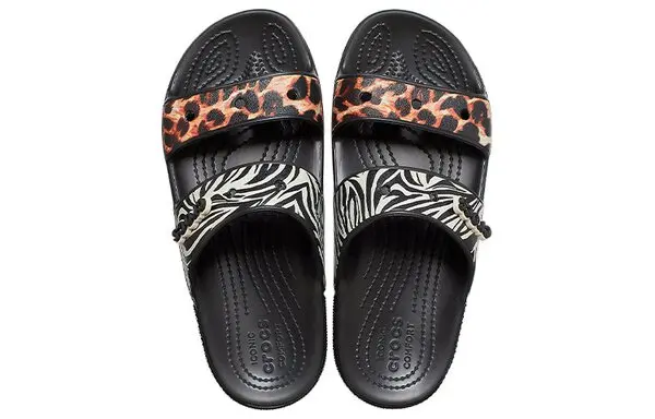 CROCS Classic Two-strap Slides With Animal Print Detailing