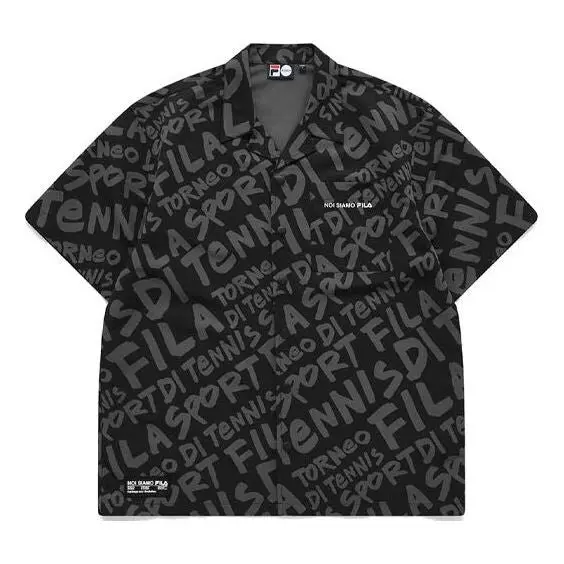 FILA FUSION Logo Print Short Sleeve Shirt - Black