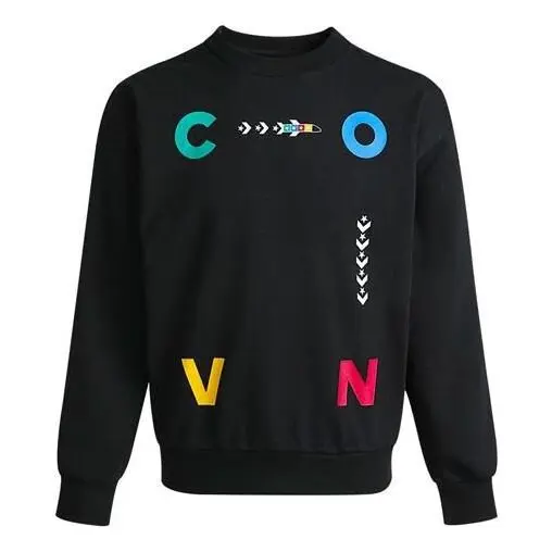 CONVERSE Crew Neck Sweatshirt With Contrast Letter Print - Black