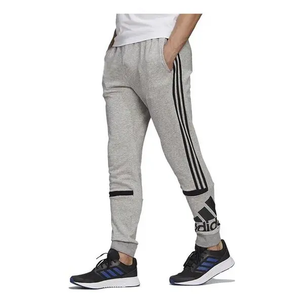 Adidas Logo Printing Contrasting Colors Bundle Feet Sports Pants Gray