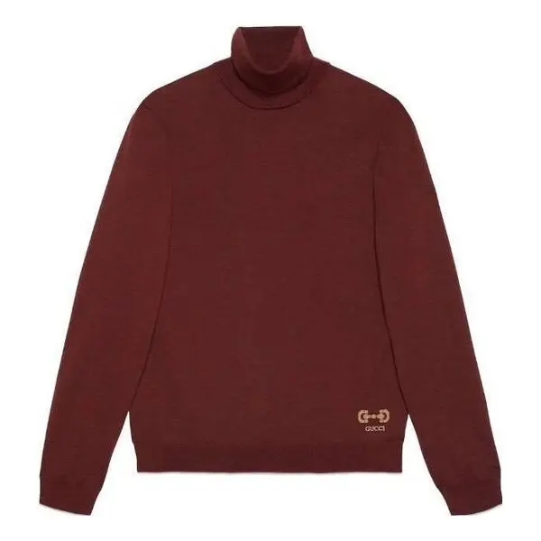 Gucci Wool Sweater With Horsebit Intarsia - Bordeaux
