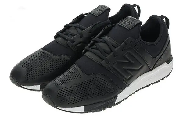 NEW BALANCE Leather Low Top Sneakers - Black