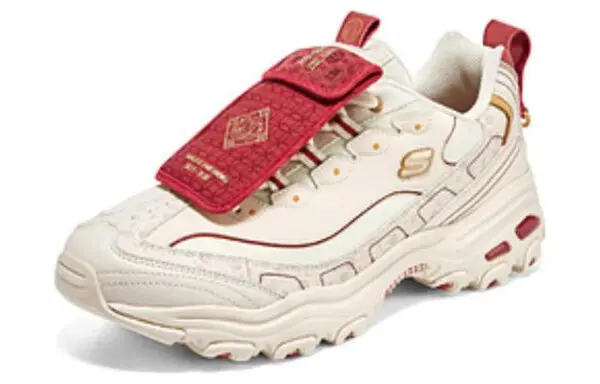 Sketchers Dlites Cny Cream Low Top Sneakers - Cream/red